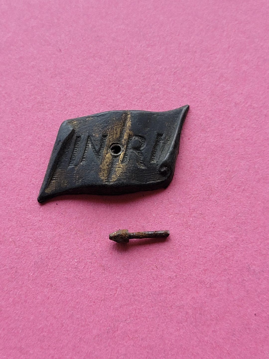 Antique INRI Cross Plaque With Original Nail | Crucifix Inscription ...