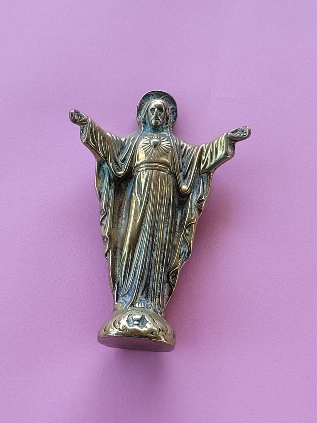 Big Gold Plated Precious Statue on Solid Base, Sacred Christian Art ...