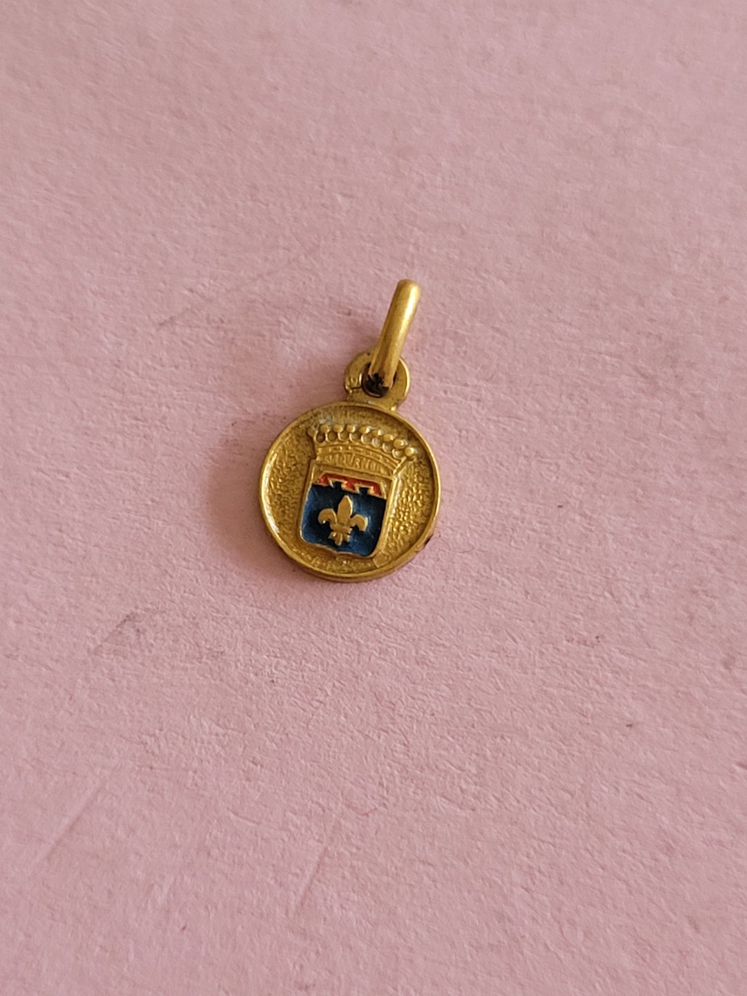 Beautiful Vintage Gold Plated Enameled Travel Shield Charm, Memory ...
