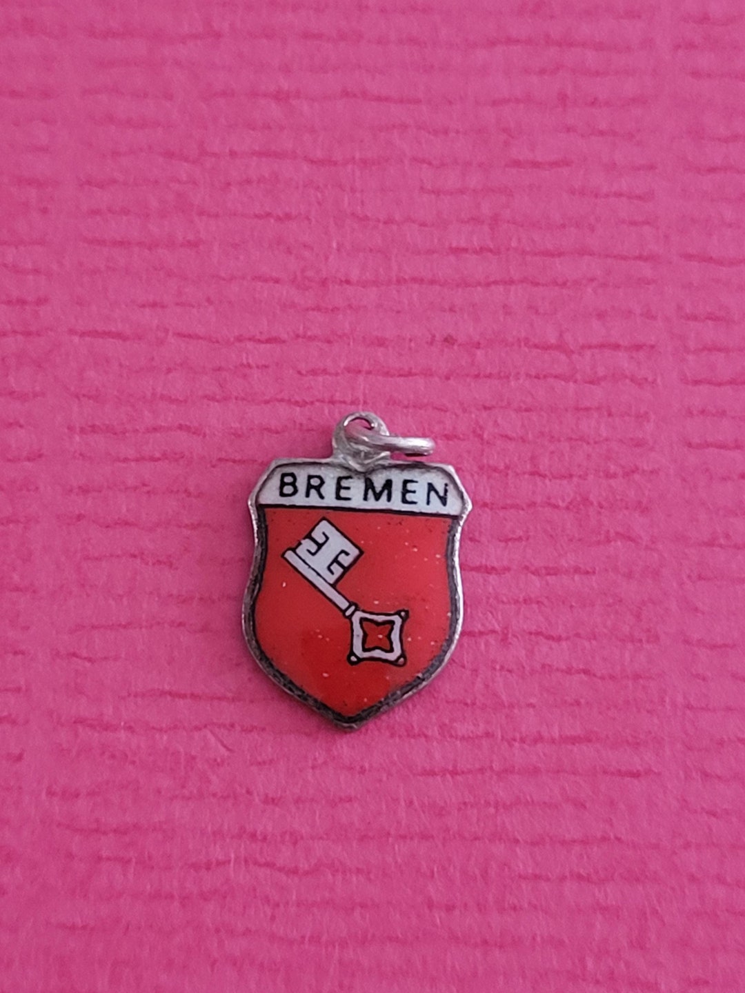 Beautiful Vintage Silver Enameled Travel Shield Charm, Memory Charms ...