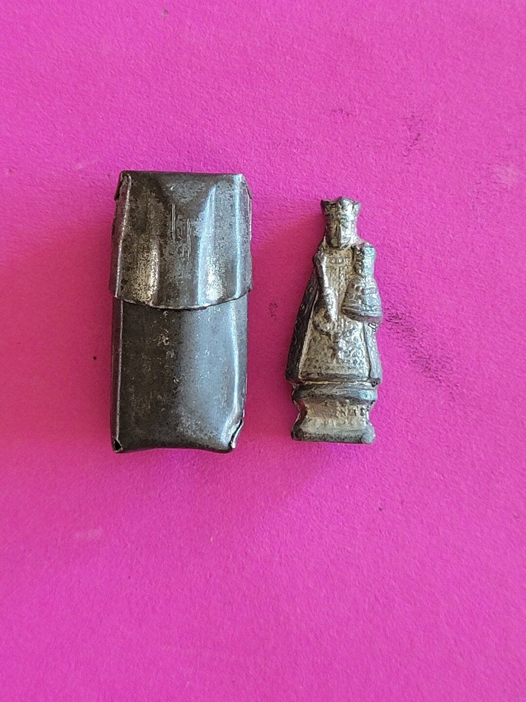 Antique Pocket Shrine, Porta Saint, Travellers Shrine, Little Statue ...