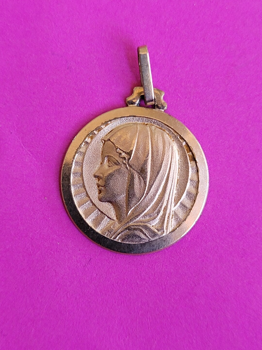 Stunning Religious Antique Rose Gold Plated Medal Pendant Medaillon ...
