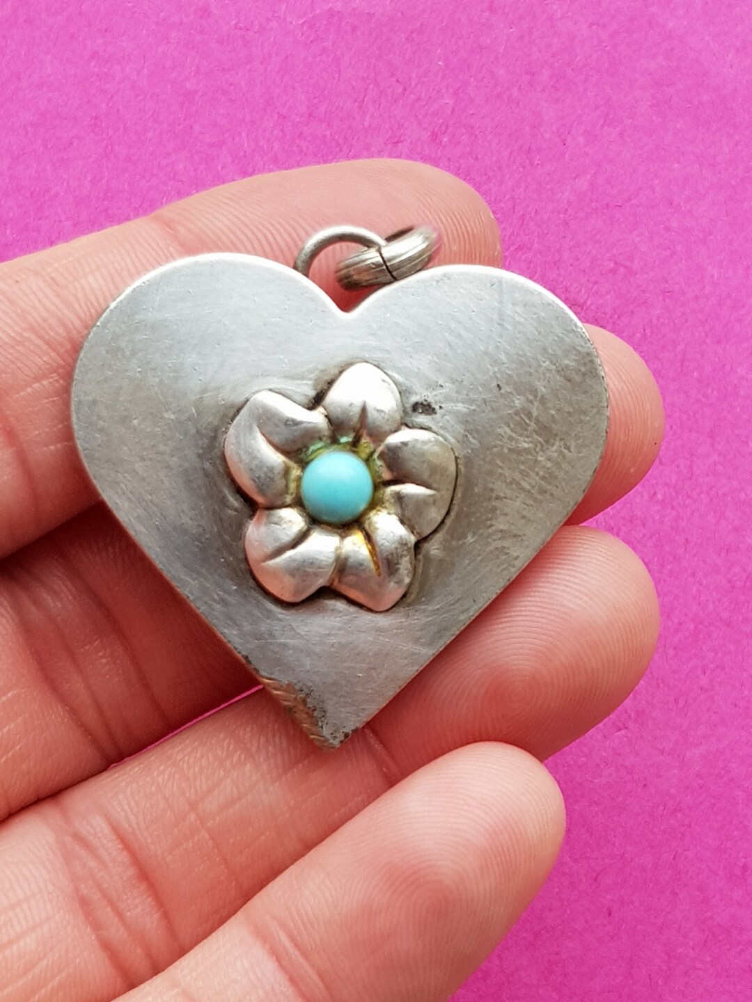 Vintage Silver Plated Heart Shaped Medal Pendant Medaillon Medallion ...