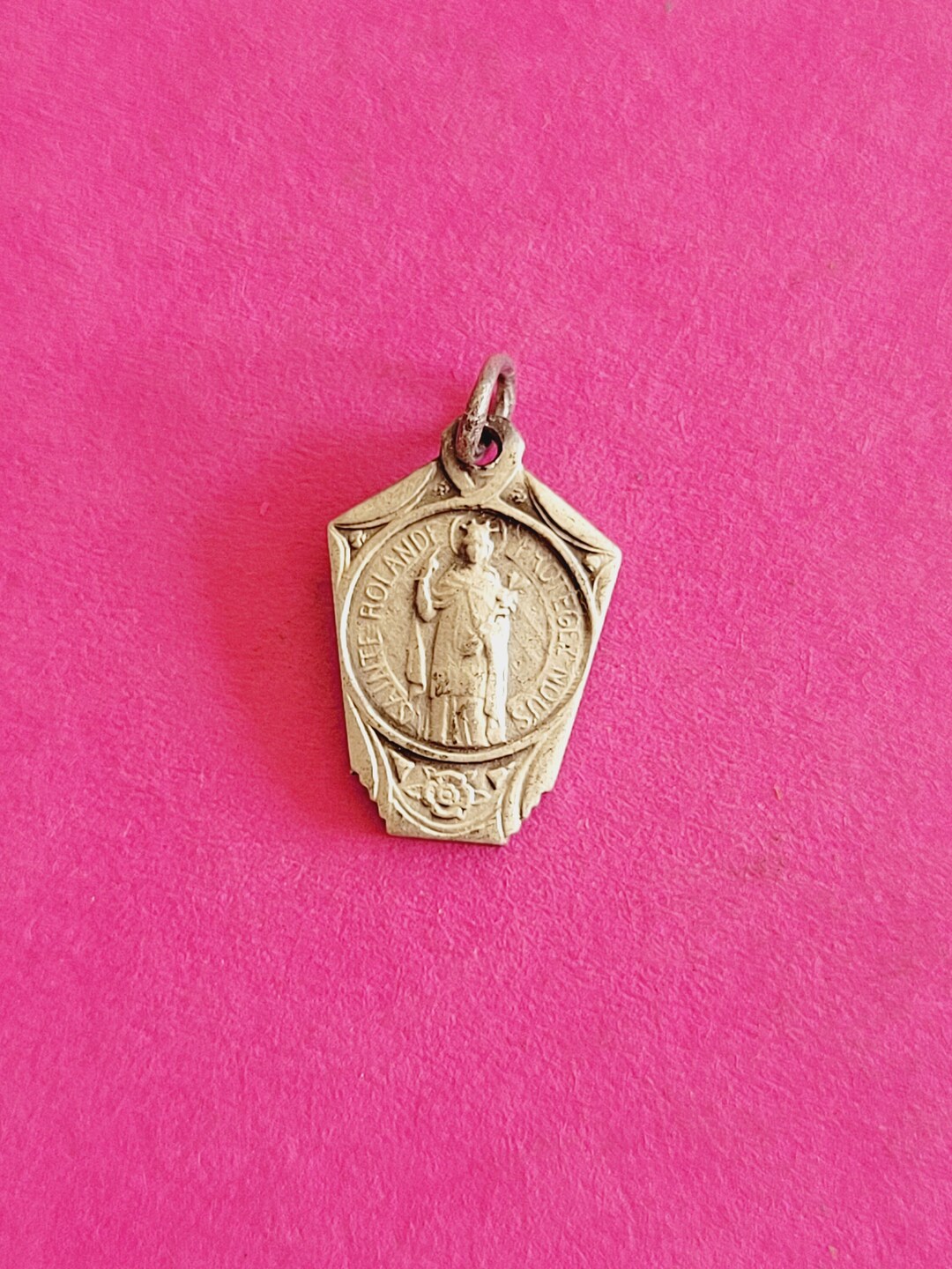 Rare Religious Antique Catholic Silver Plated Medal Pendant Holy Charm ...