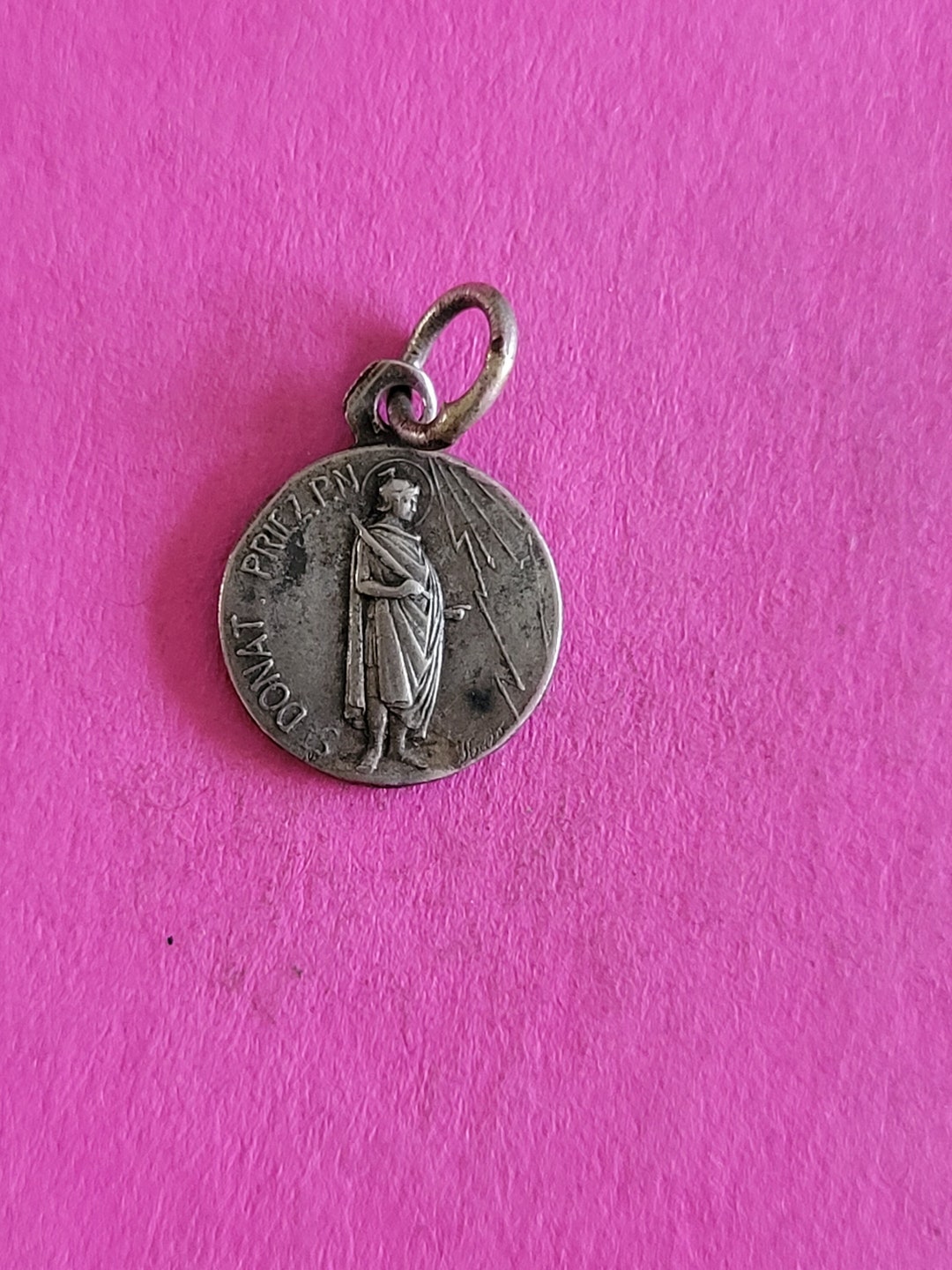 Religious Antique Catholic Silvered Medal Pendant Holy Charm Saint ...
