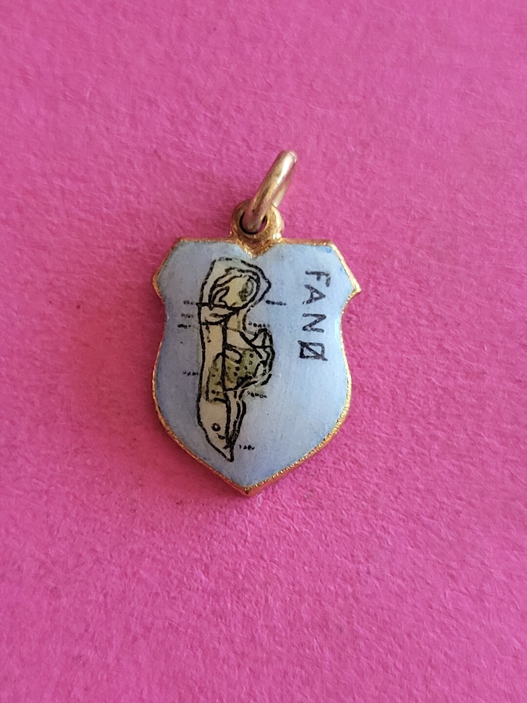 Beautiful Vintage Silvered Enameled Travel Shield Charms, Memory Charms ...