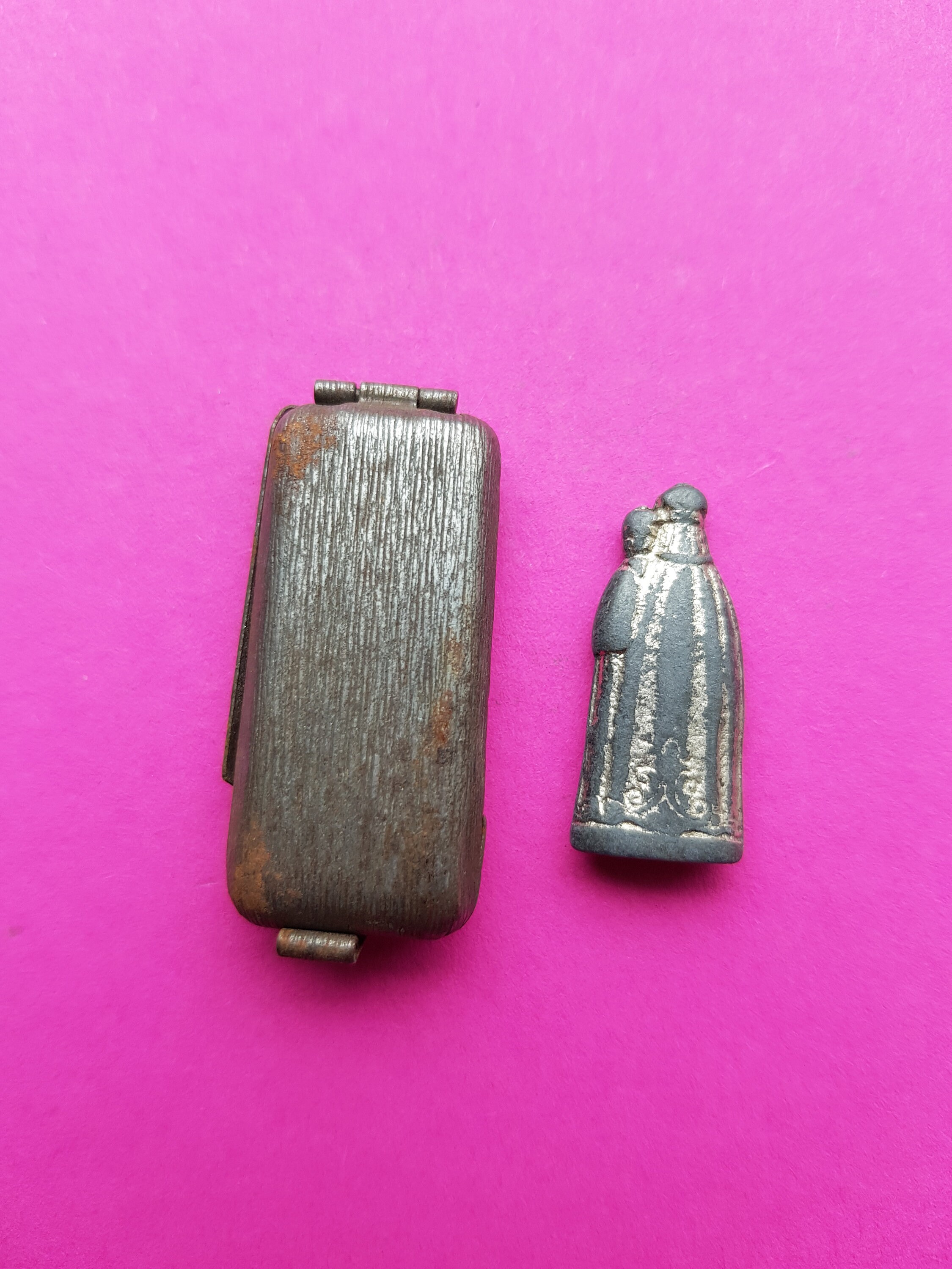 Antique Pocket Shrine, Porta Saint, Travellers Shrine, Little Statue ...