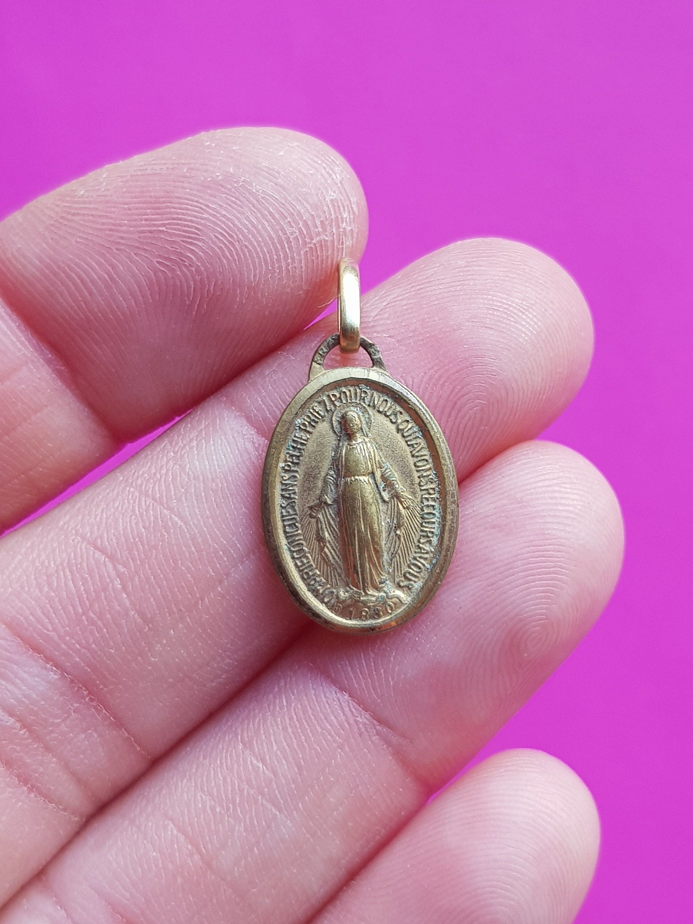 Beautiful Religious Antique Catholic Gold Plated Medal Pendant ...