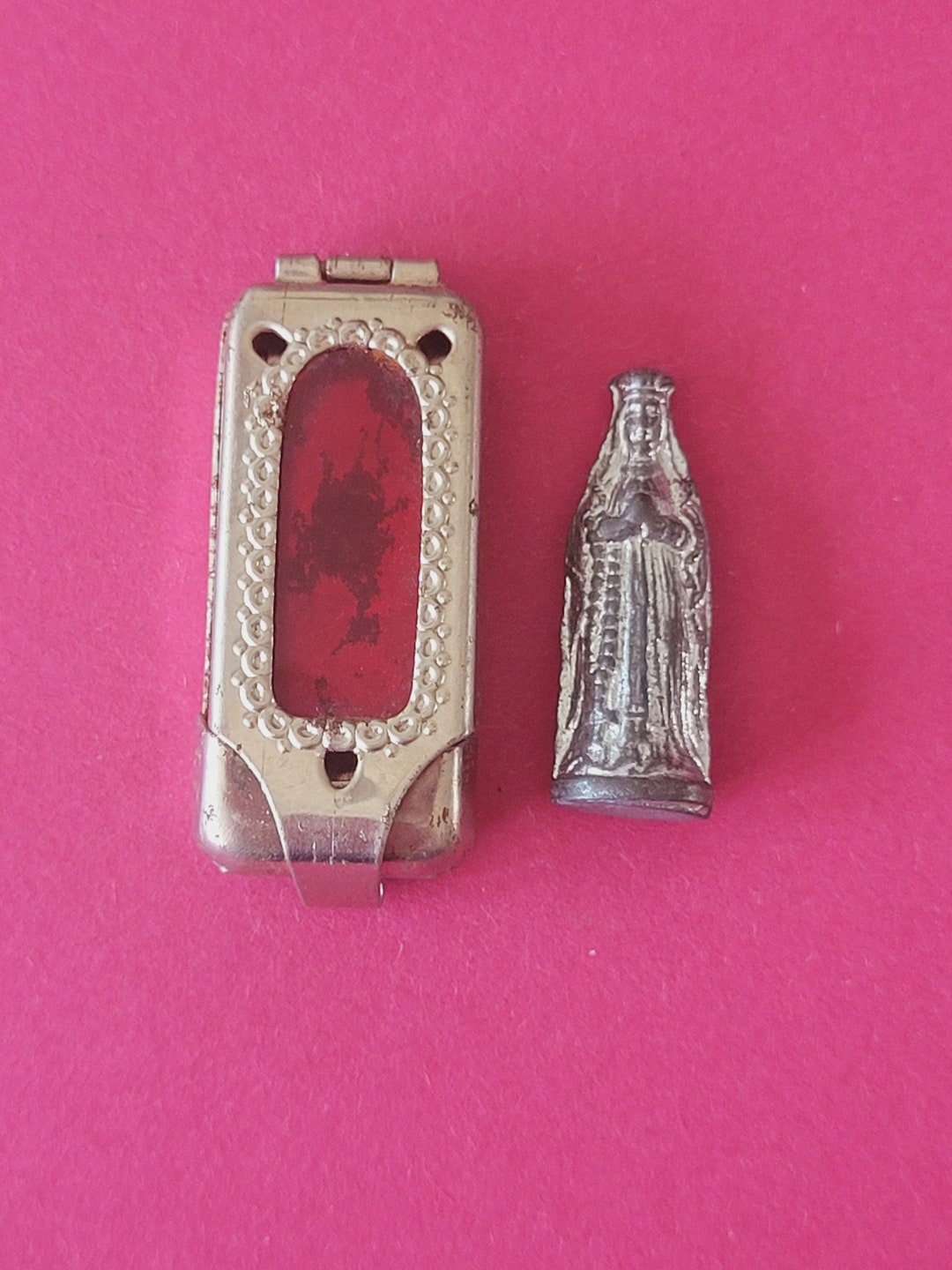 Antique Pocket Shrine, Porta Saint, Traveler's Shrine, Little Statue ...
