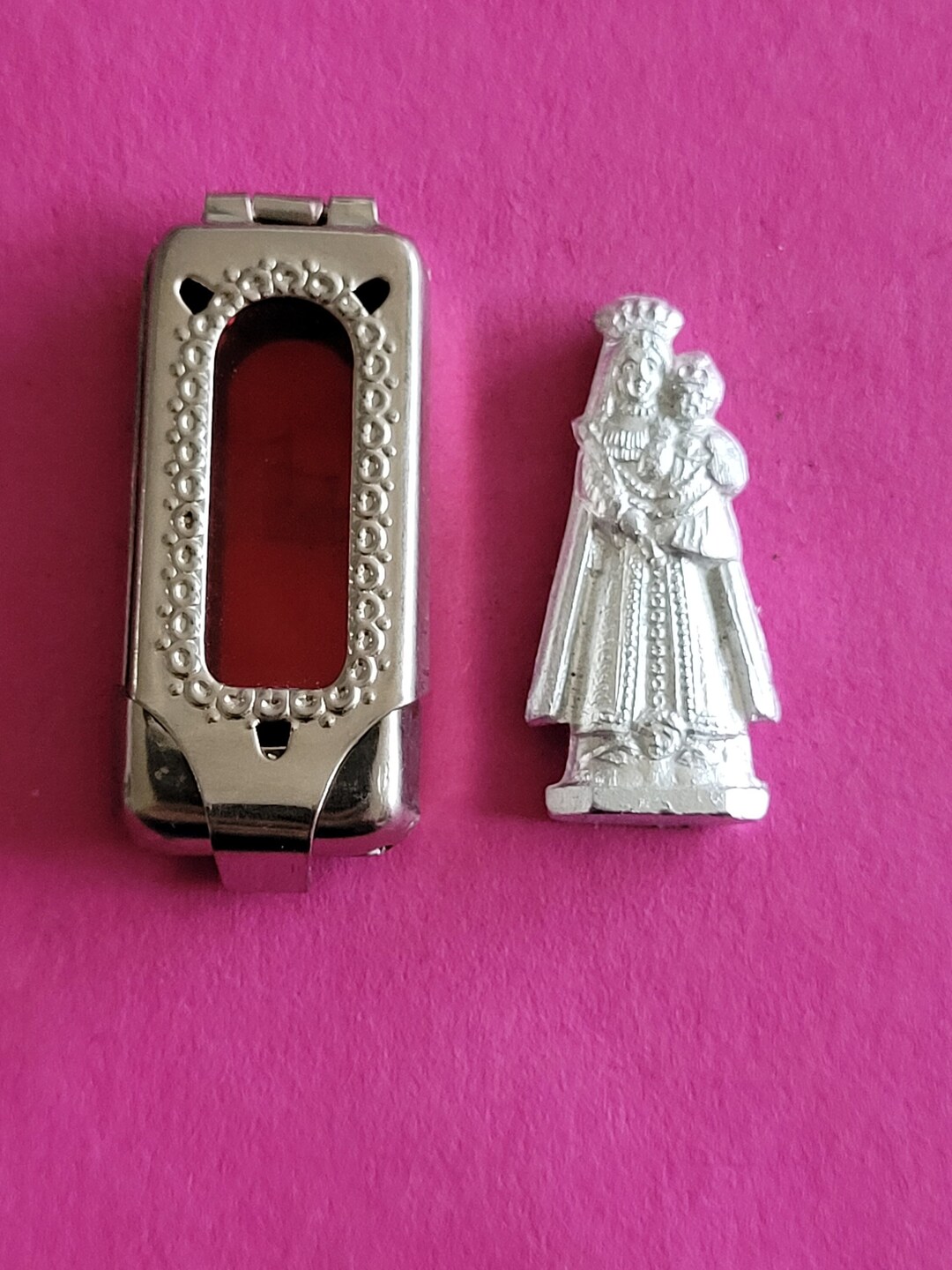 Antique Pocket Shrine, Porta Saint, Traveler's Shrine, Little Statue ...
