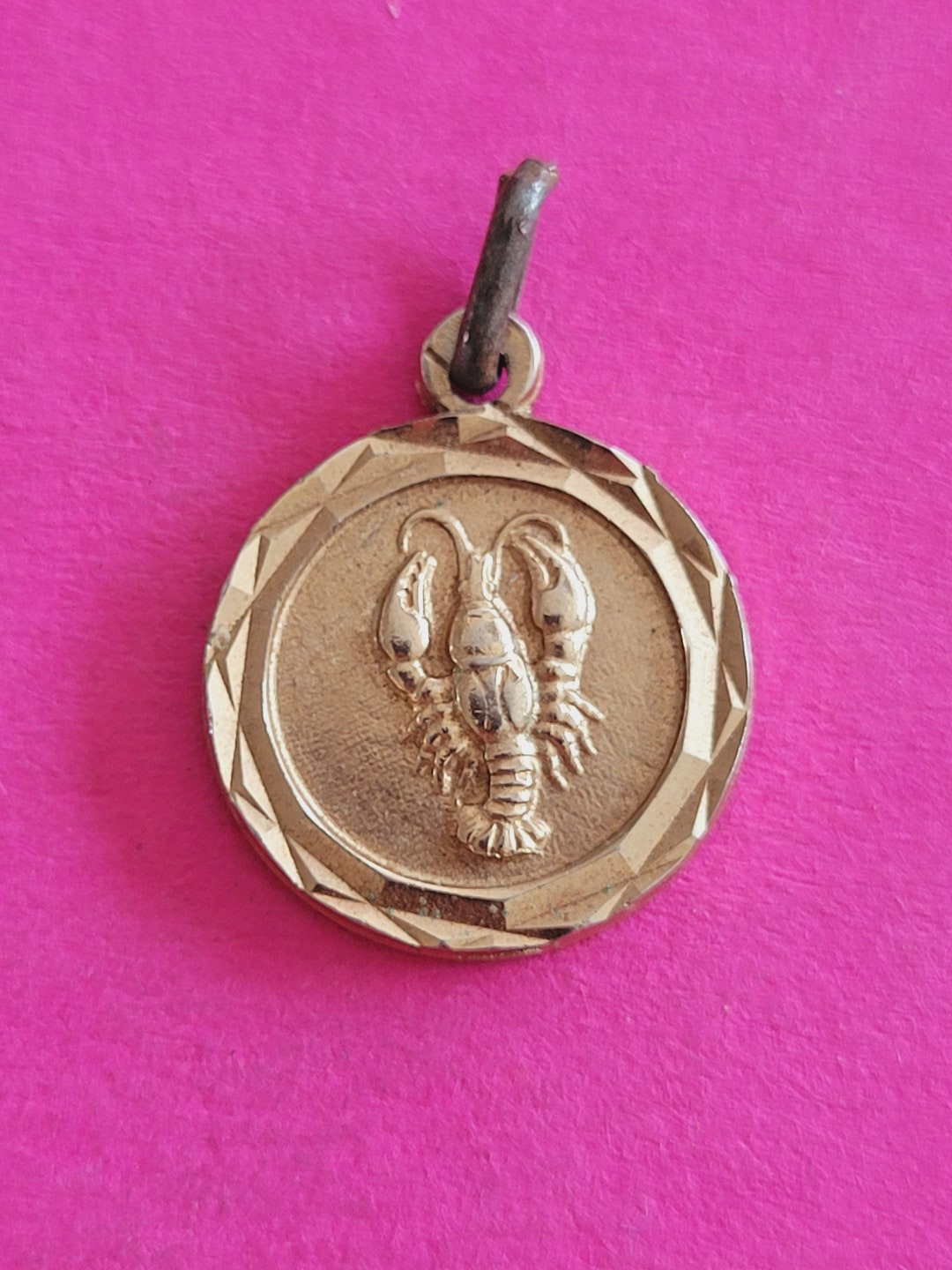 Antique Gold Plated Zodiac Sign Medal Pendant, Medallion, Medallion ...