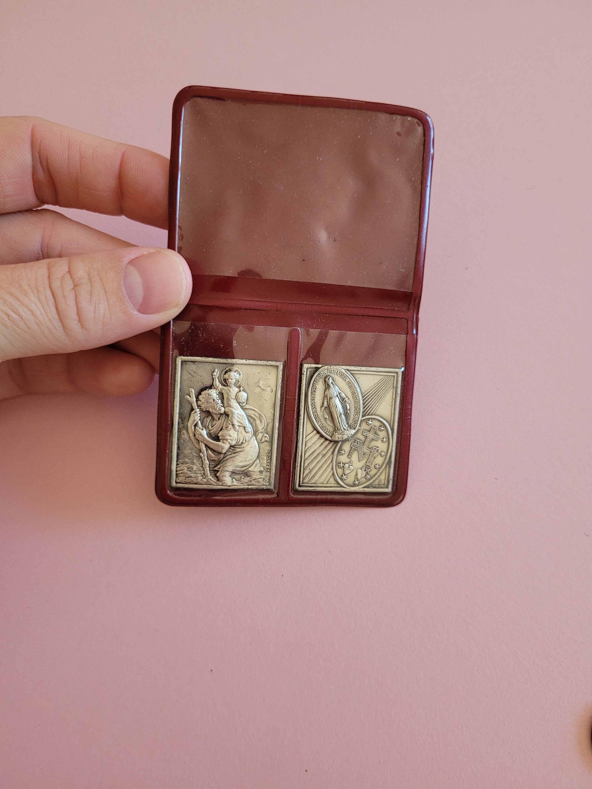 Religious Silver Plated Catholic Relic Reliquary Plastic Booklet Shrine ...