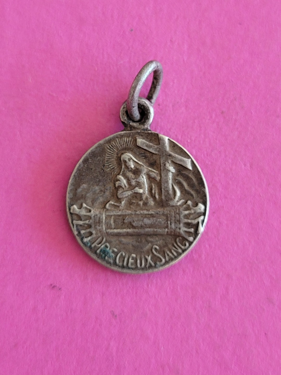 Religious Antique Silver Plated Medal Pendant Medaillon Holy Charm of ...