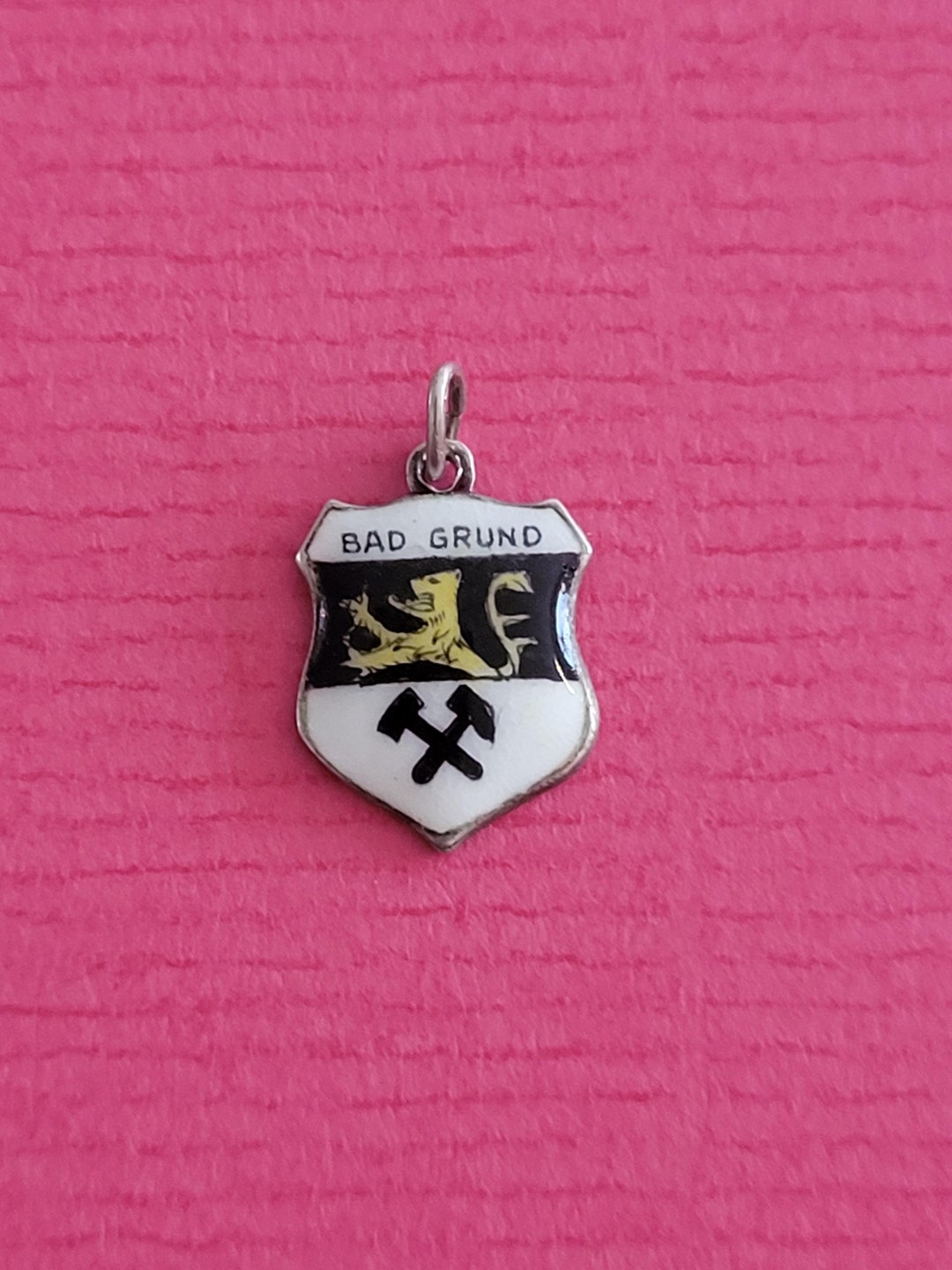 Beautiful Vintage Silver Enameled Travel Shield Charm, Memory Charms ...