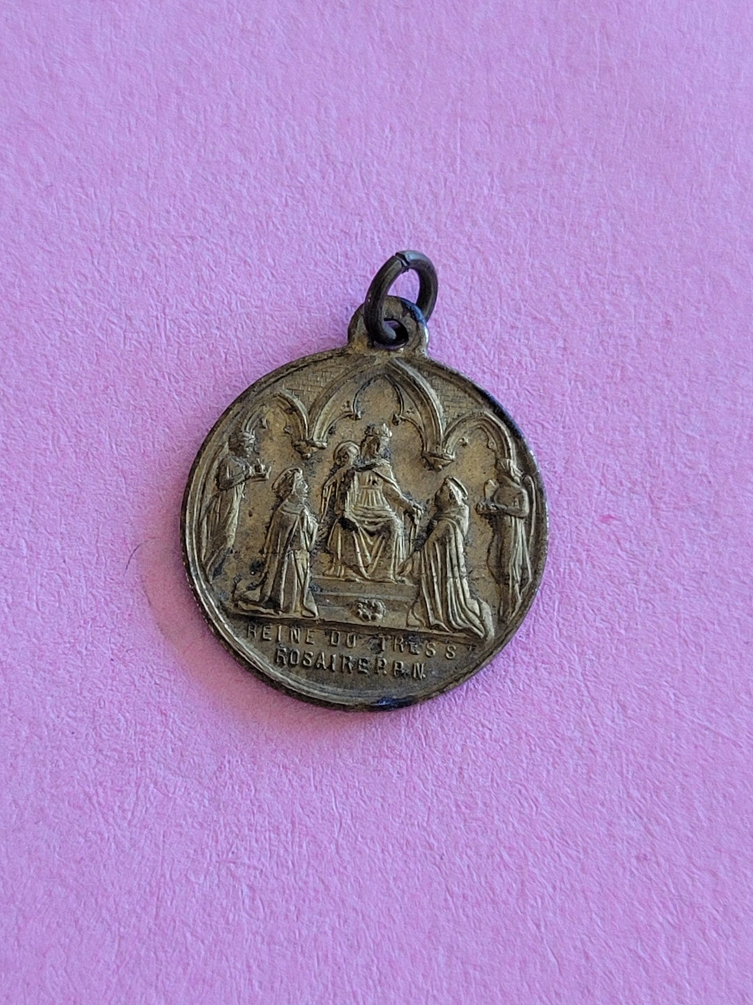 Religious Antique Catholic French Bronze Medal Pendant Medallion Holy ...