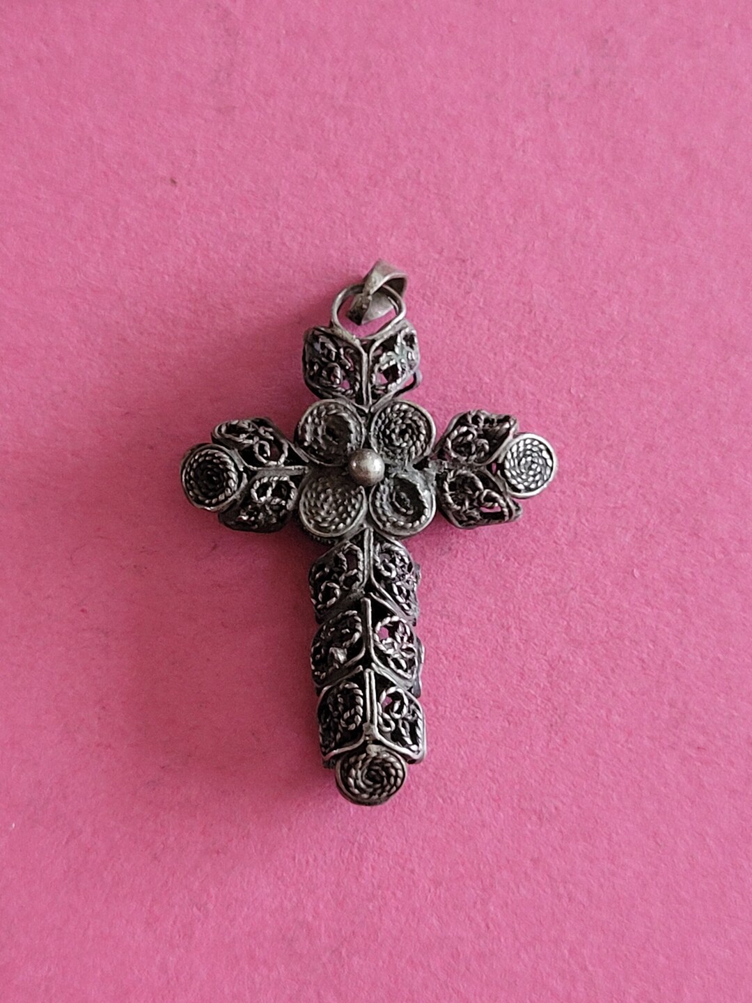 Stunning Beautiful Filigree Religious Antique Silver Plated Catholic ...