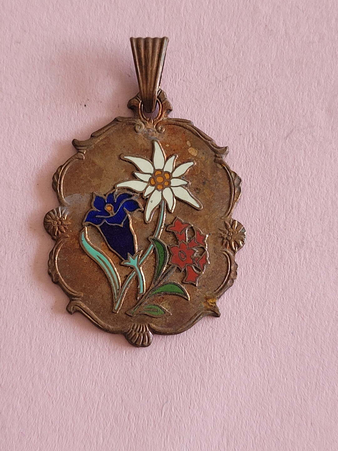 Beautiful Big Antique Copper Flower Medal Pendant Medallion Medallion ...