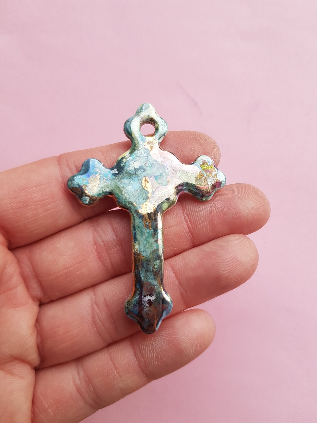 Beautiful Religious Antique Italian Porcelain Pendant Catholic Crucifix ...