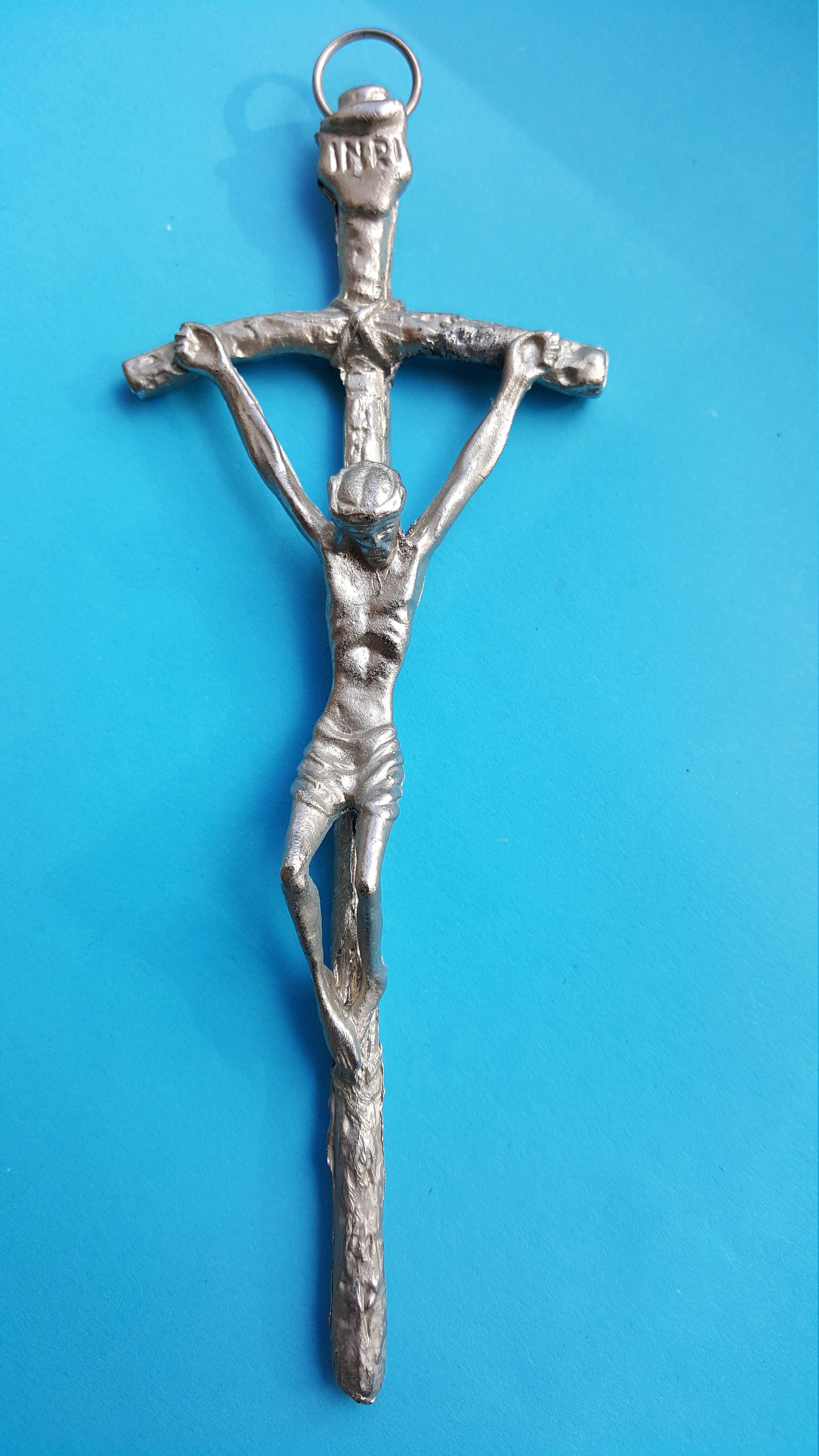 5.3 Religious French silvered INRI crucifix cross Jesus | Etsy