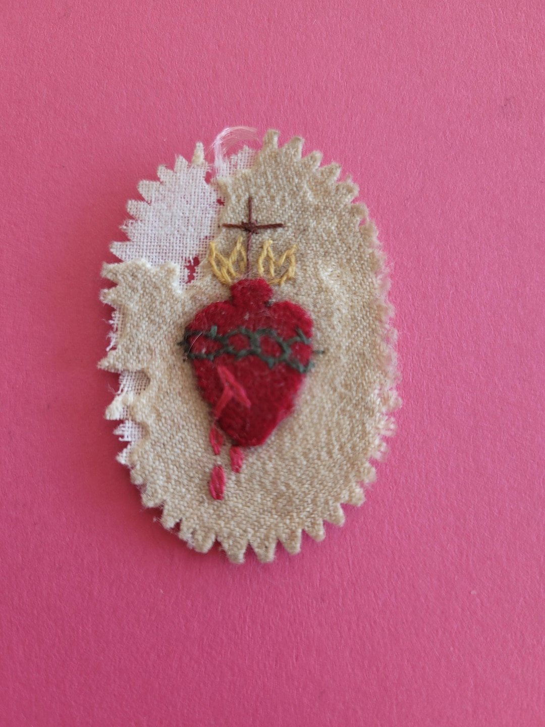 Antique Shrine Relic Thorned Burning and Bleeding Sacred Heart of Holy ...