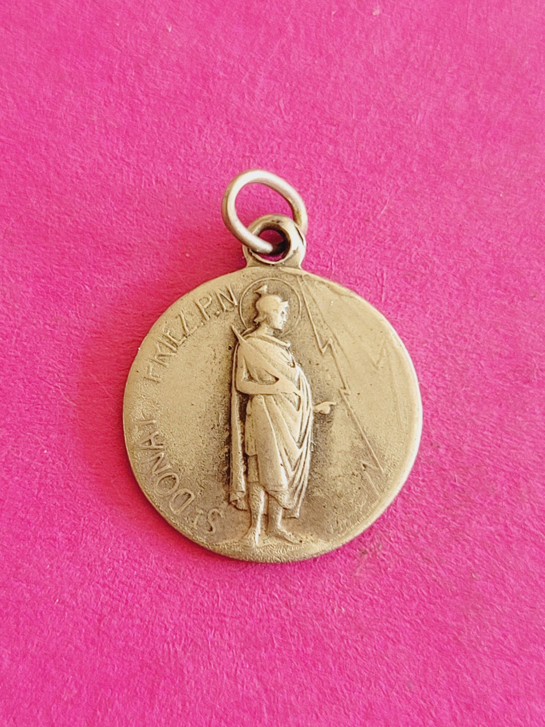 Religious Antique German Catholic Silvered Medal Pendant Holy Charm ...