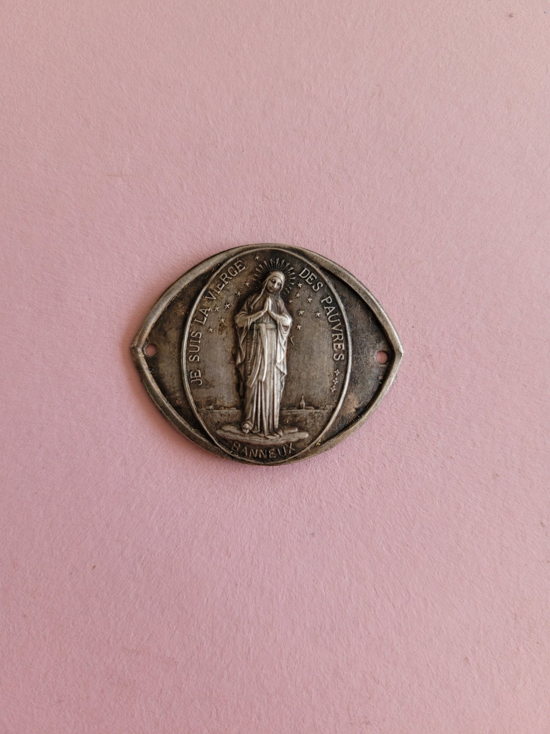 DIY Religious Vintage Silver Plated Catholic Relic Reliquary Shield ...