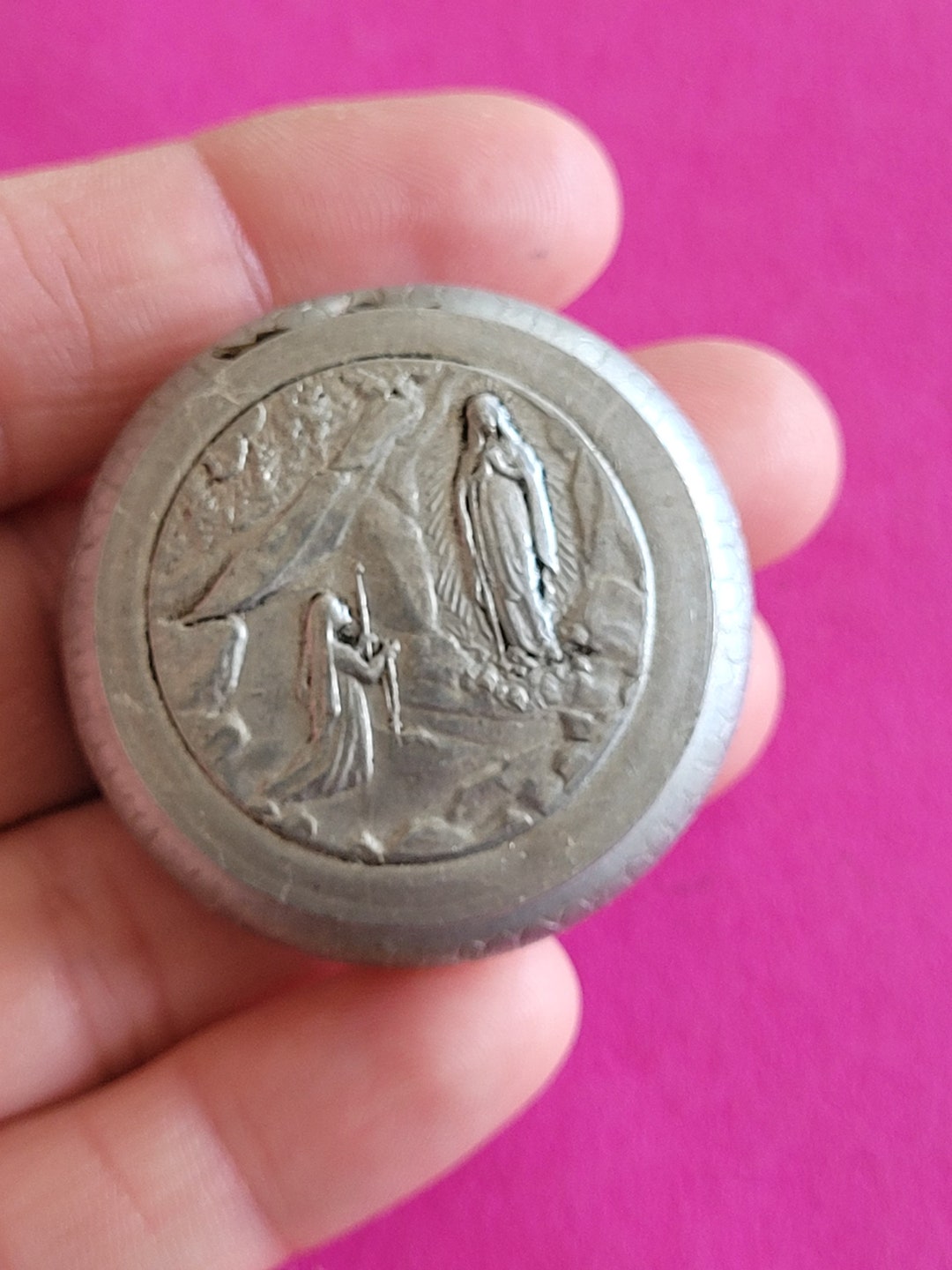 Antique Silver Plated Catholic Rosary Case Miniature Box Container ...