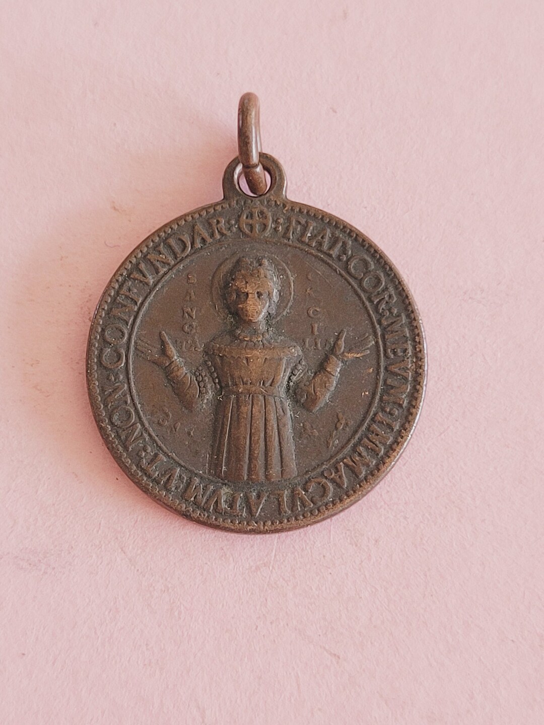 Rare Antique Copper Catholic Medal Pendant Medallion Holy Charm of ...