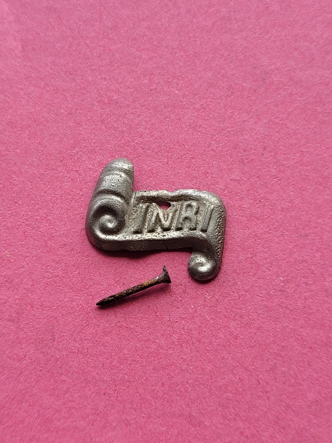 Antique INRI Cross Plaque With Original Nail | Crucifix Inscription ...