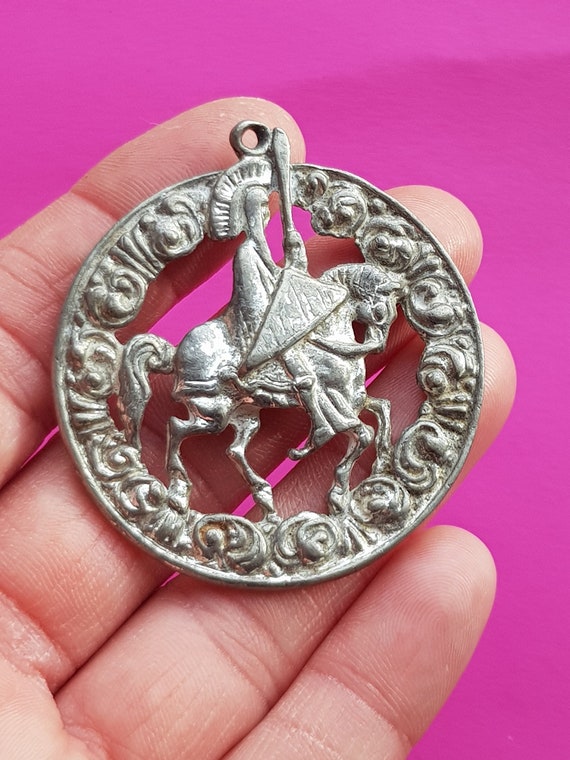 Silver plated medal pendant medaillon Roman Centurion Pendant | Etsy