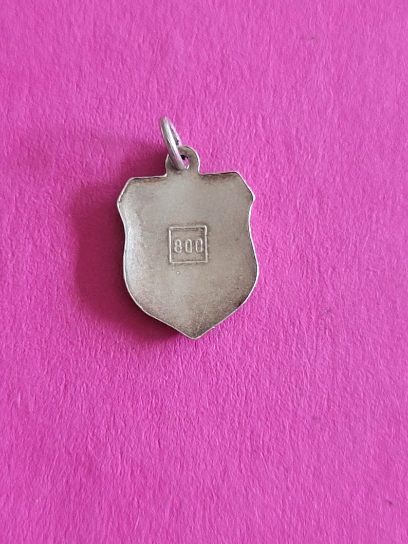 Beautiful Vintage Silver Enameled Travel Shield Charm, Memory Charms ...