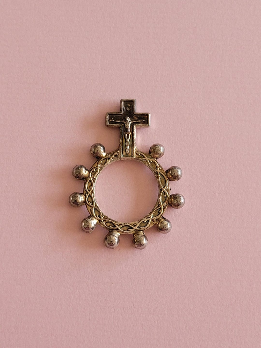 Antique Silver Plated Catholic French "crowns of Thorns" Finger Chaplet ...