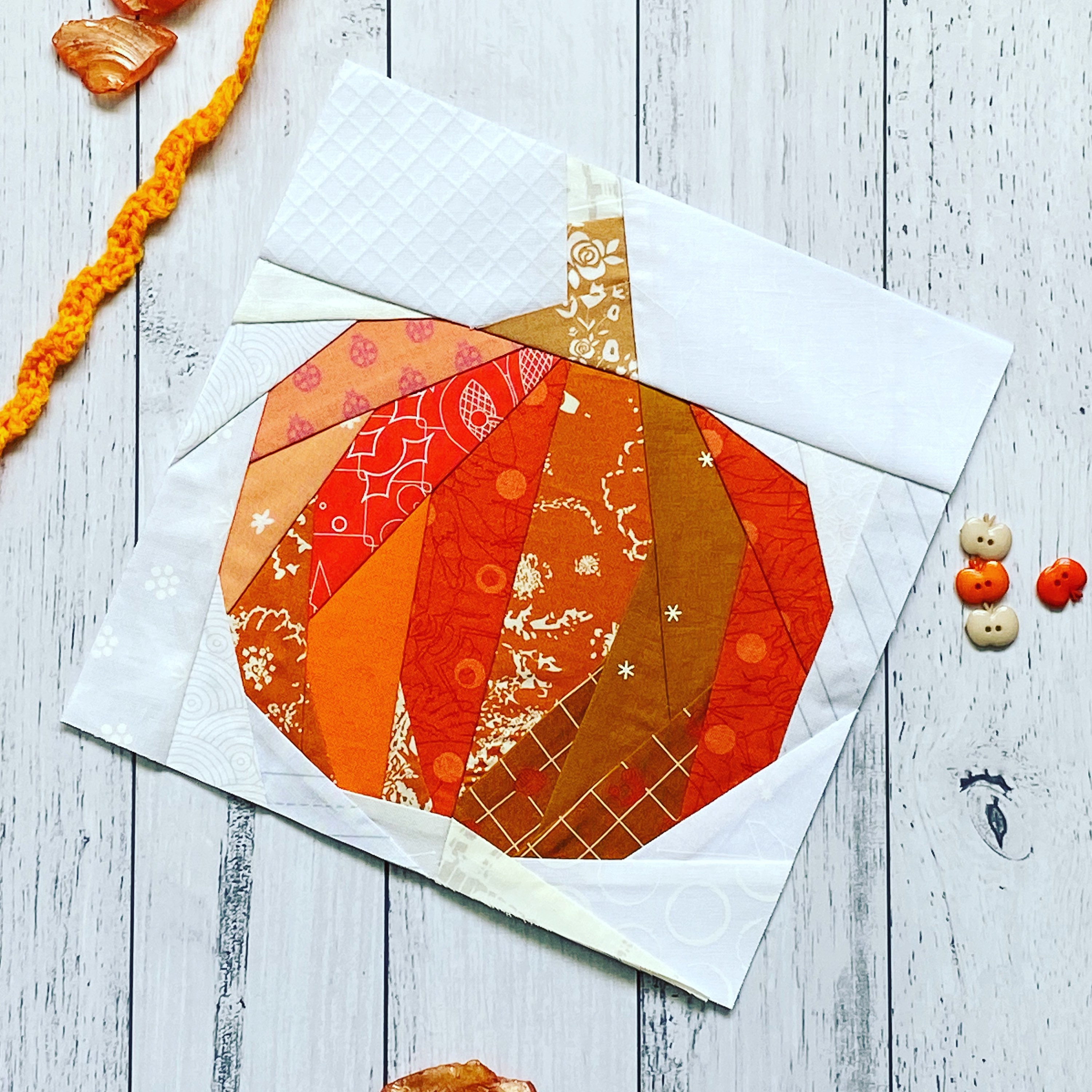 Pumpkin Paper Pieced Autumn Quilt Block Pattern - Etsy