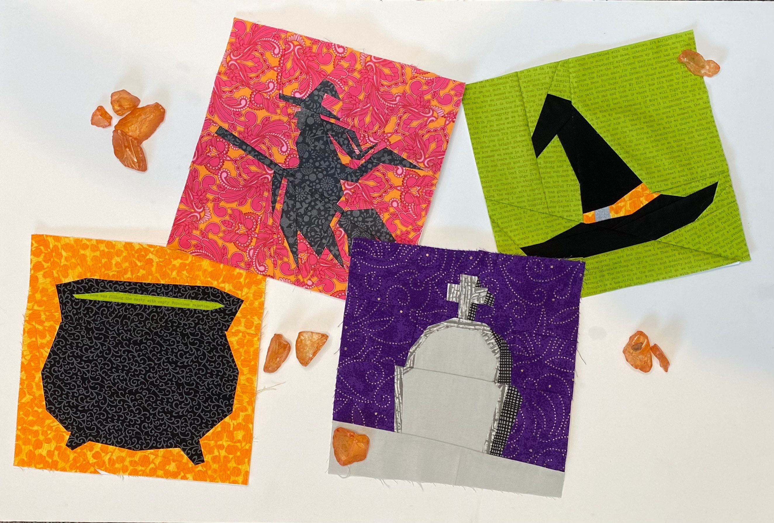Halloween Quilt Block Patterns Pack 5 Halloween Patchwork - Etsy