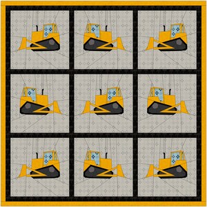 12 Inch Bulldozer Paper Piece Quilter's Block Pattern. Foundation Paper ...