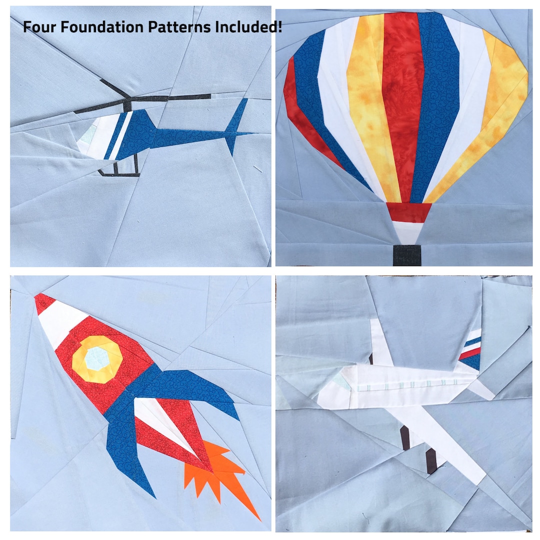 Aircraft Quilt Pattern Pack, Four 12 Inch Foundation Paper Patterns. - Etsy
