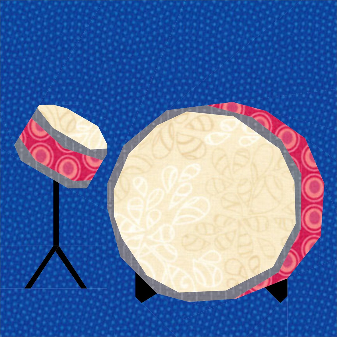 Drum Kit Paper Pieced Musical Instrument Quilt Block Pattern. - Etsy