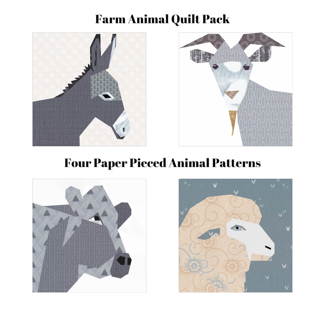 Farm Animal Quilt Pack, Four Paper Pieced Quilt Patterns - Etsy