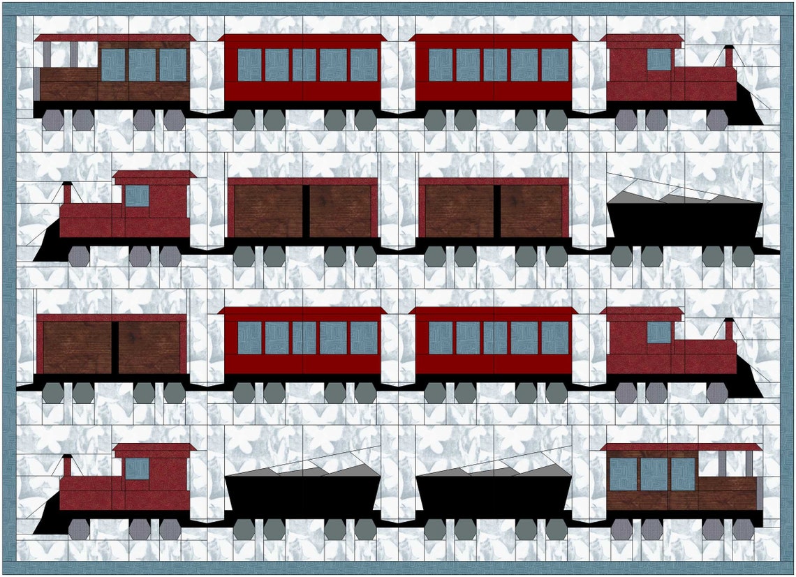 Locomotive Train Quilt Block Patterns. Five Quilt Blocks. | Etsy