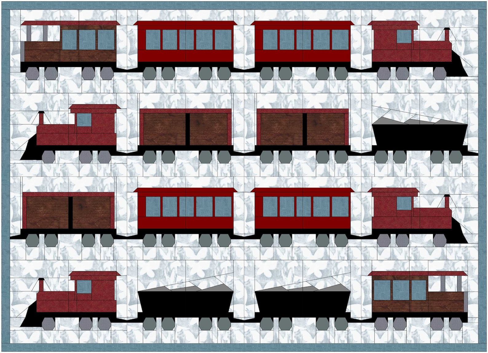 Locomotive Train Quilt Block Patterns. Five Quilt Blocks. Includes ...
