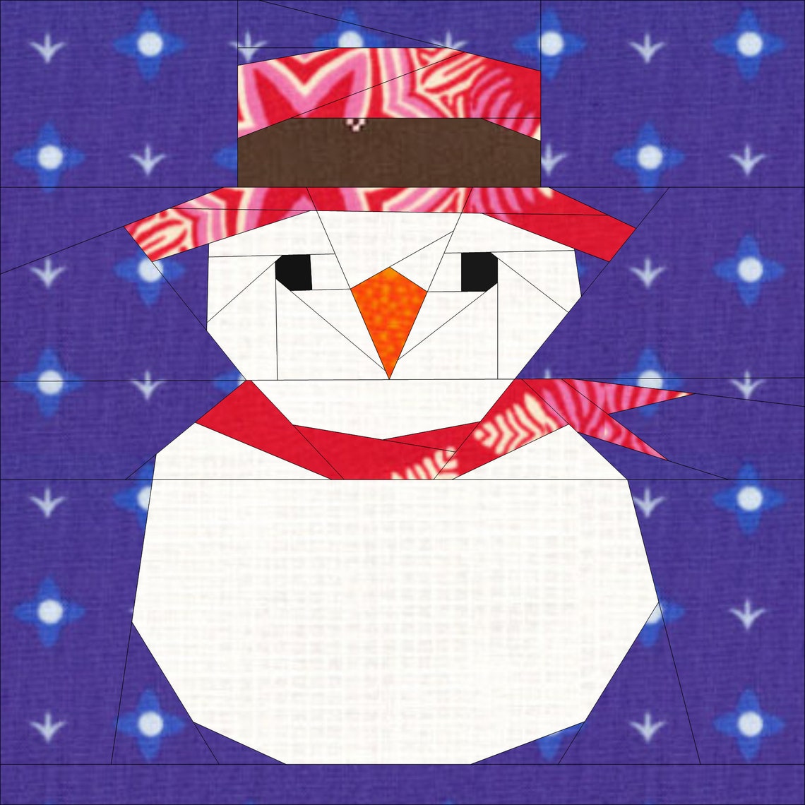 Snowman/ SnowPerson Foundation Paper Pieced Pattern Christmas | Etsy