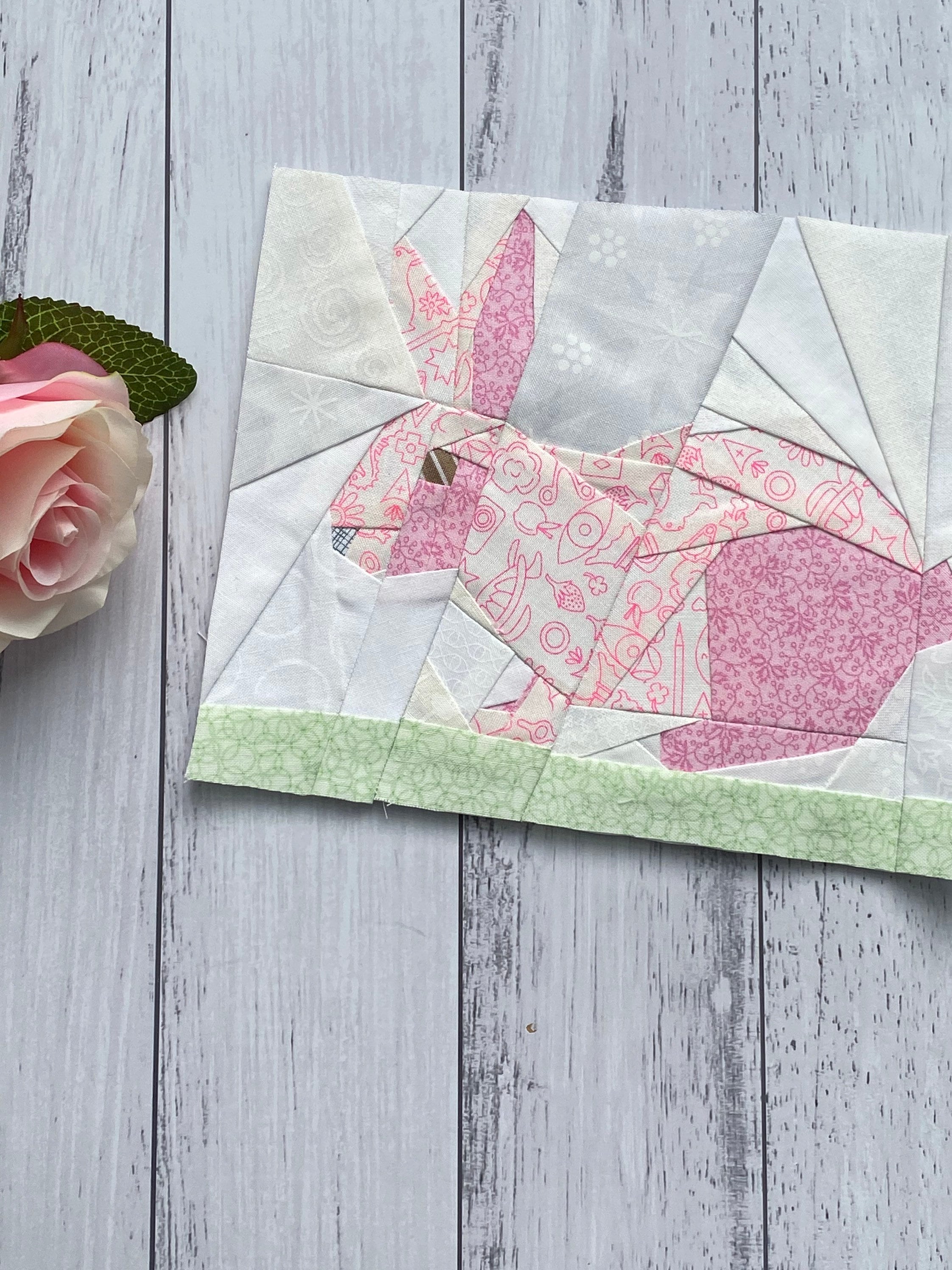 Bunny Rabbit Paper Pieced Quilt Block Pattern | Etsy