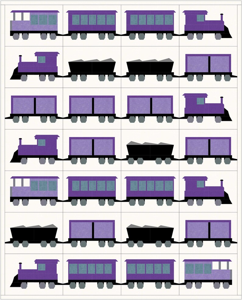 Locomotive Train Quilt Block Patterns. Five Quilt Blocks. Includes ...