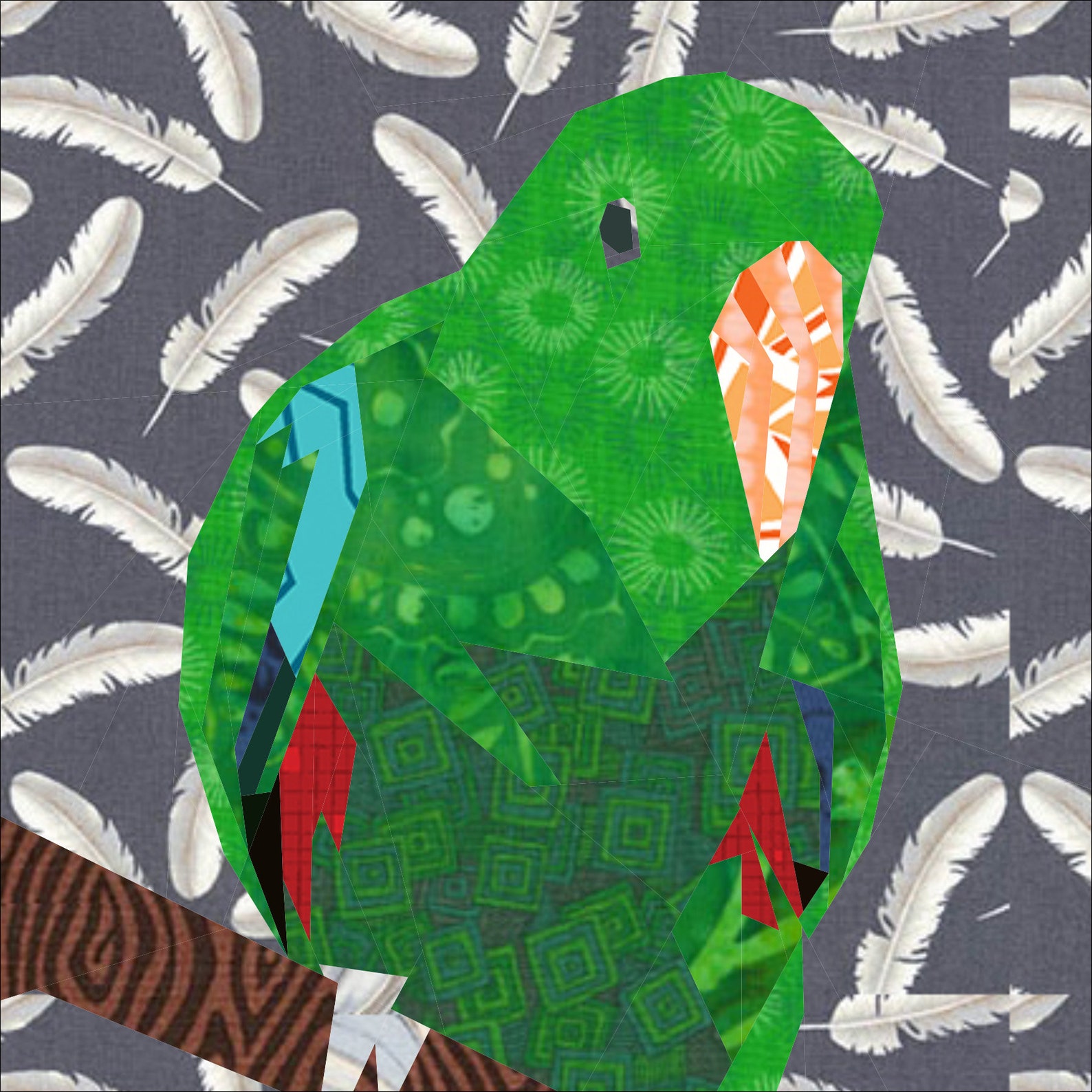 18 Inch Male Eclectus Parrot Paper Piece Quilt Pattern | Etsy