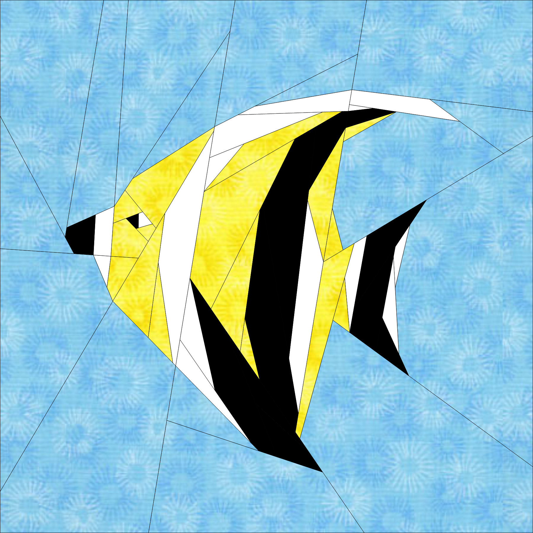 Moorish Idol Fish Paper Pieced Quilt Block Pattern - Etsy