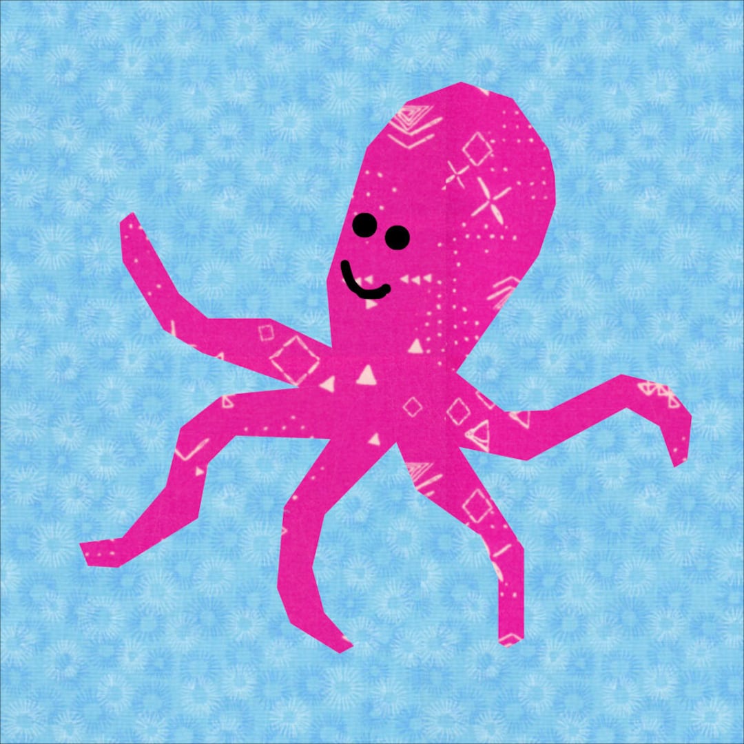 Sid the Squid Quilt Pattern: Paper Pieced Quilt Block. 9-inch or 12 ...