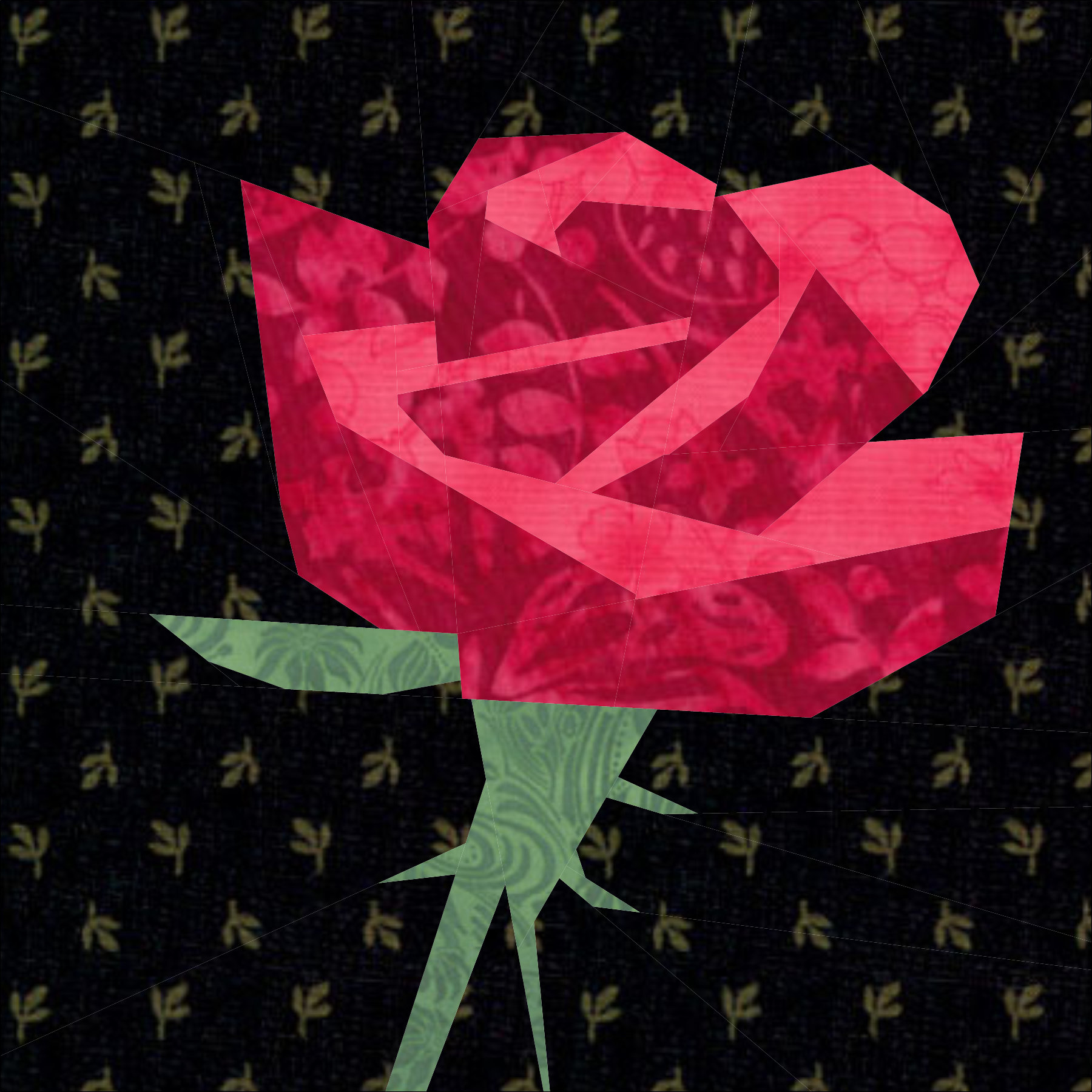 Rose, 9” Quilt Block Foundation Paper Pieced Pattern