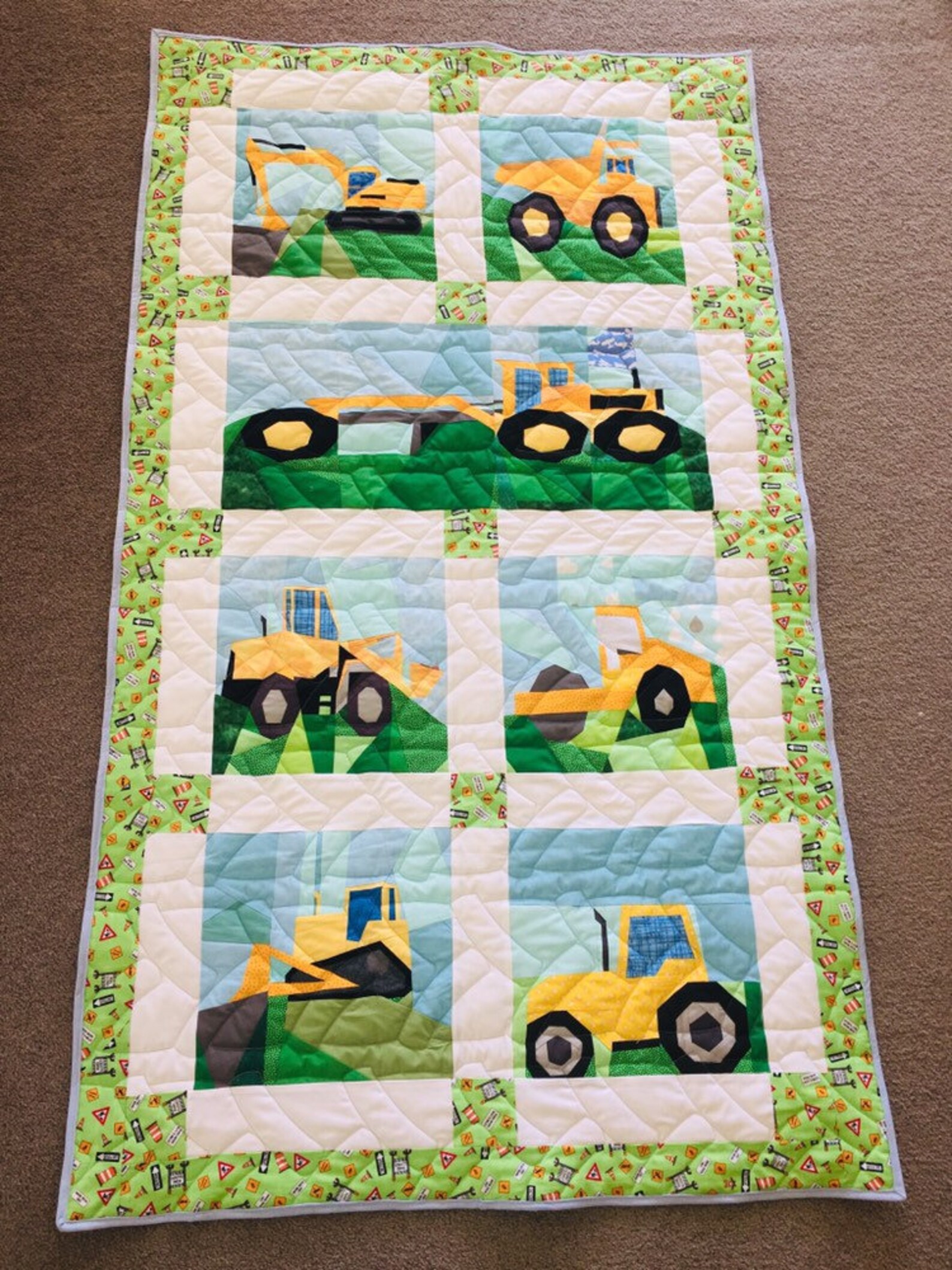 12 Inch Bulldozer Paper Piece Quilter's Block Pattern. Foundation Paper ...