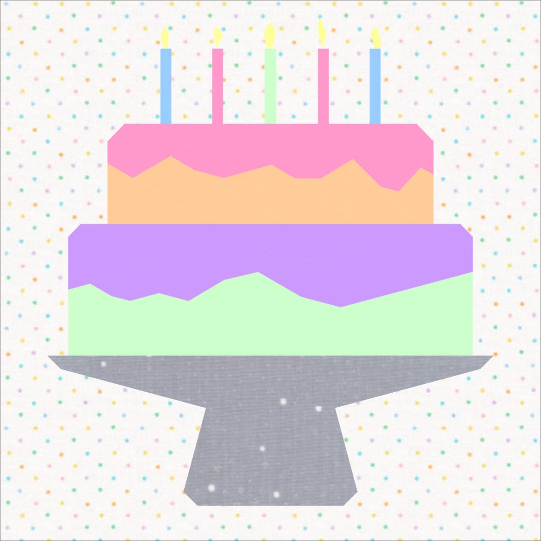 Foundation Paper Pieced Birthday Cake Quilt Pattern – 3 Block Sizes ...