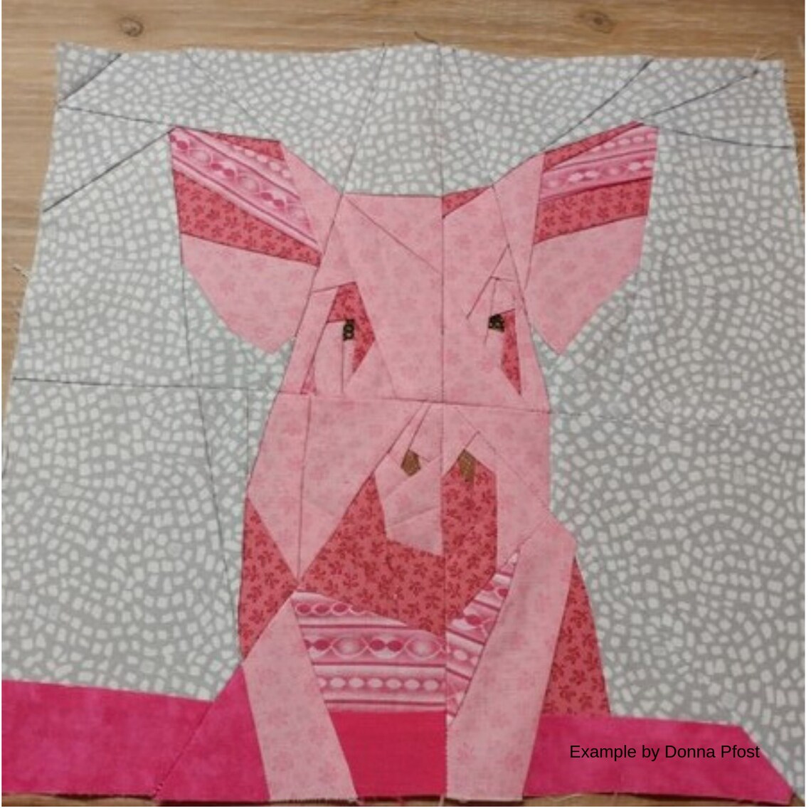 Pig Foundation Piece Quilt Pattern. 12 Inch Patchwork Sewing Pattern ...